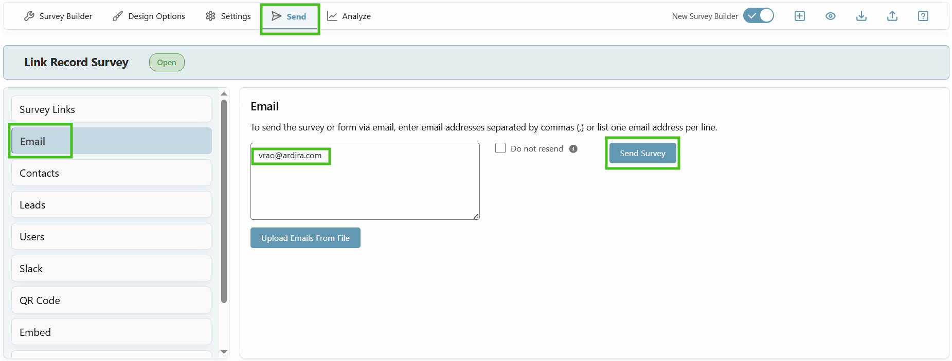 Associating Survey Responses with Targets using Link Records