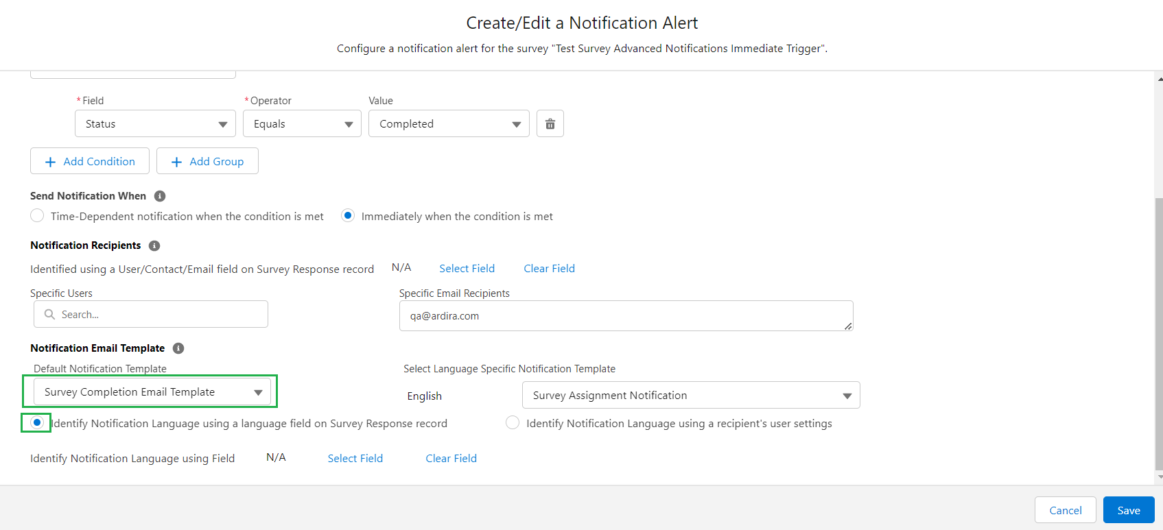 Configure personalized and detailed Alert Notifications - SurveyVista
