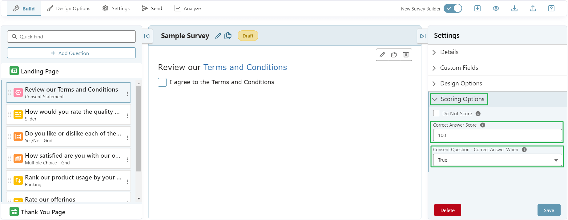 Question and Survey Score Calculation - SurveyVista