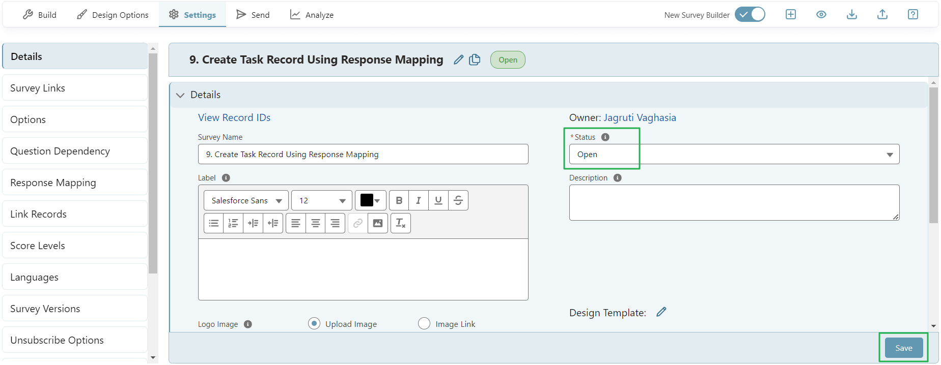 Task Record + NPS - SurveyVista