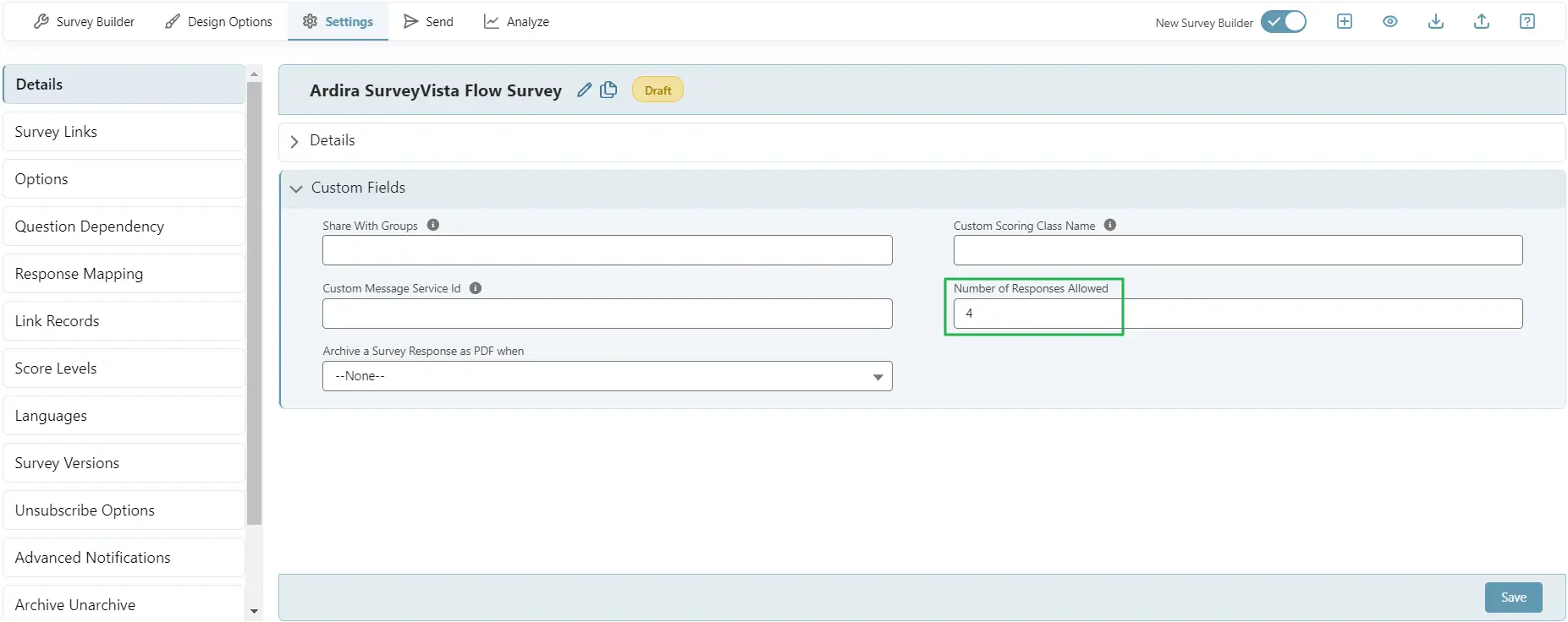 Flow to Restrict Participant Responses based on Predefined Response Limit