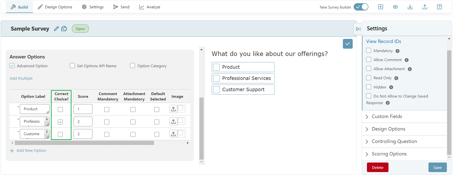 Question and Survey Score Calculation - SurveyVista