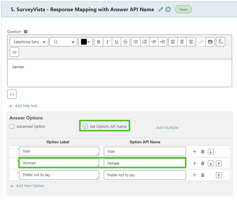 Response Mapping with Answer API Name - SurveyVista Response Mapping with Answer API Name - SurveyVista