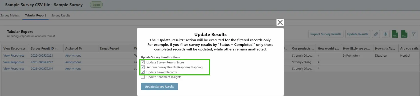 Update Survey Results from the Record/Detail Page - SurveyVista