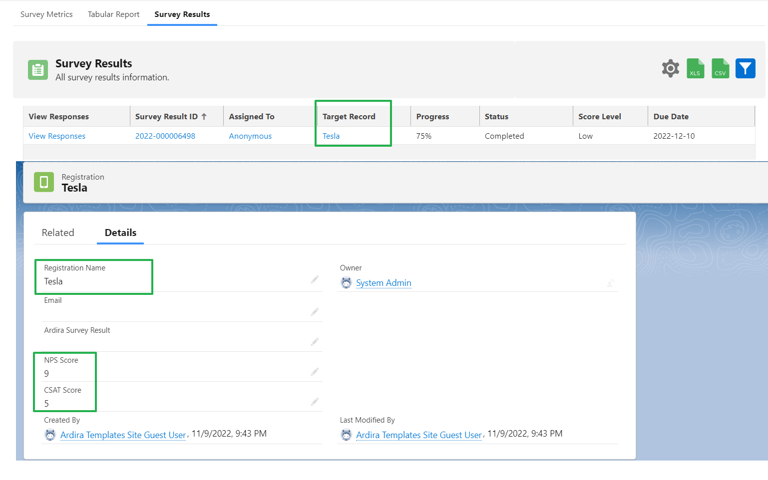 Simple NPS or CSAT Score mapping into Standard or Custom Object Record Field