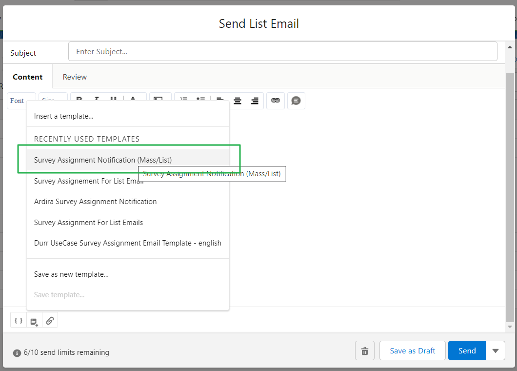 Send Survey Using Salesforce Mass/List Email - SurveyVista