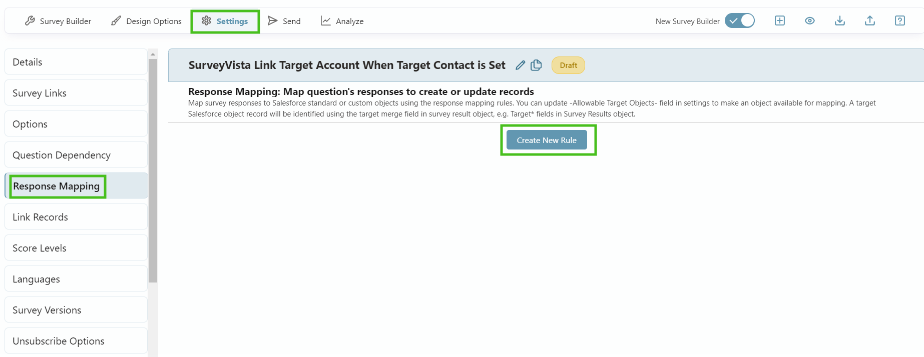 Linking Target Account(s) when the Target Contact is Set on the Survey ...