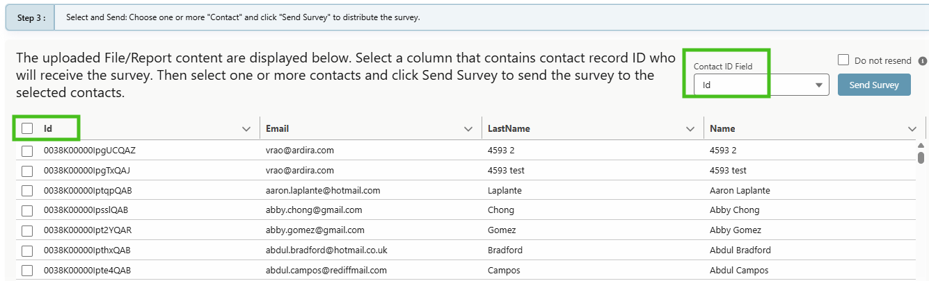 Send Surveys using CSV-Excel file - SurveyVista