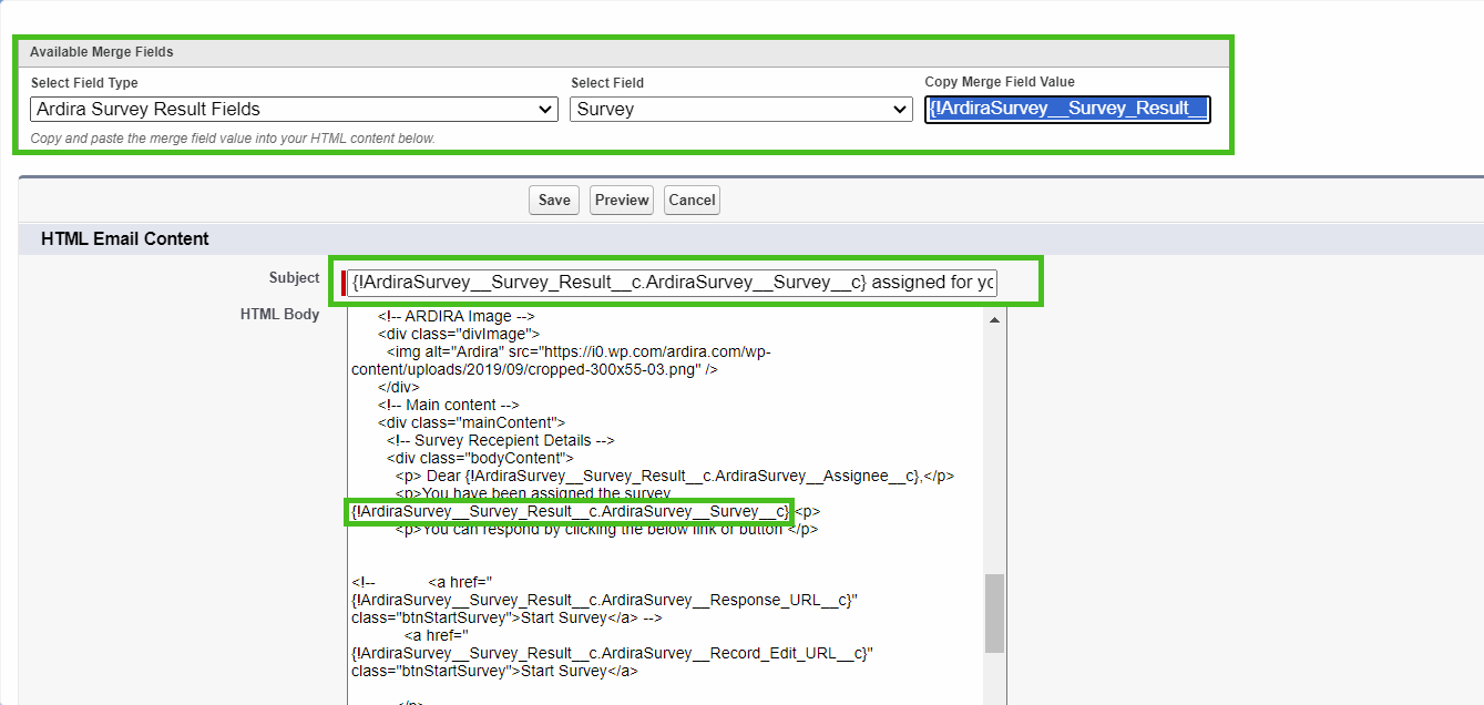 Create An Email Template And Email Alert Using Surveyvista Object Fields