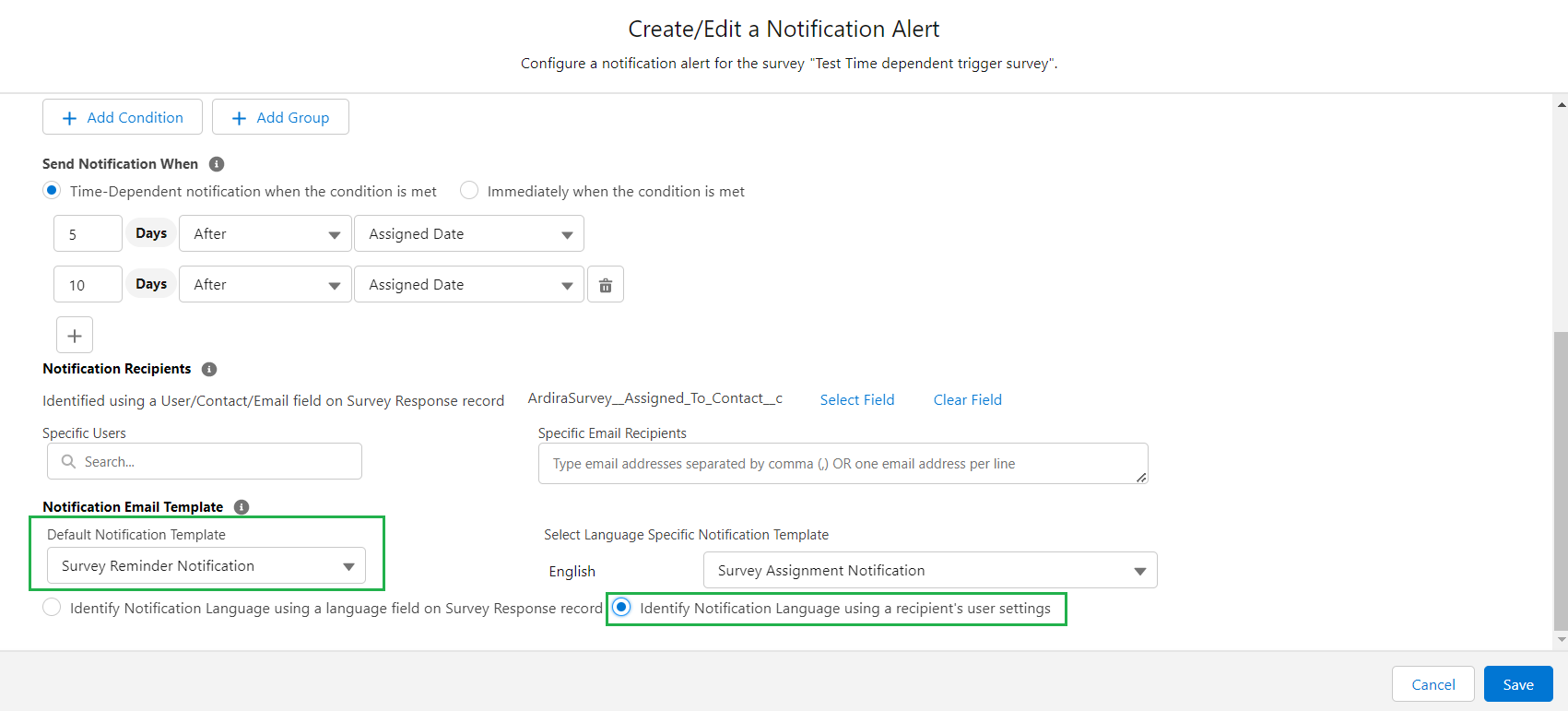 Configure personalized and detailed Alert Notifications - SurveyVista
