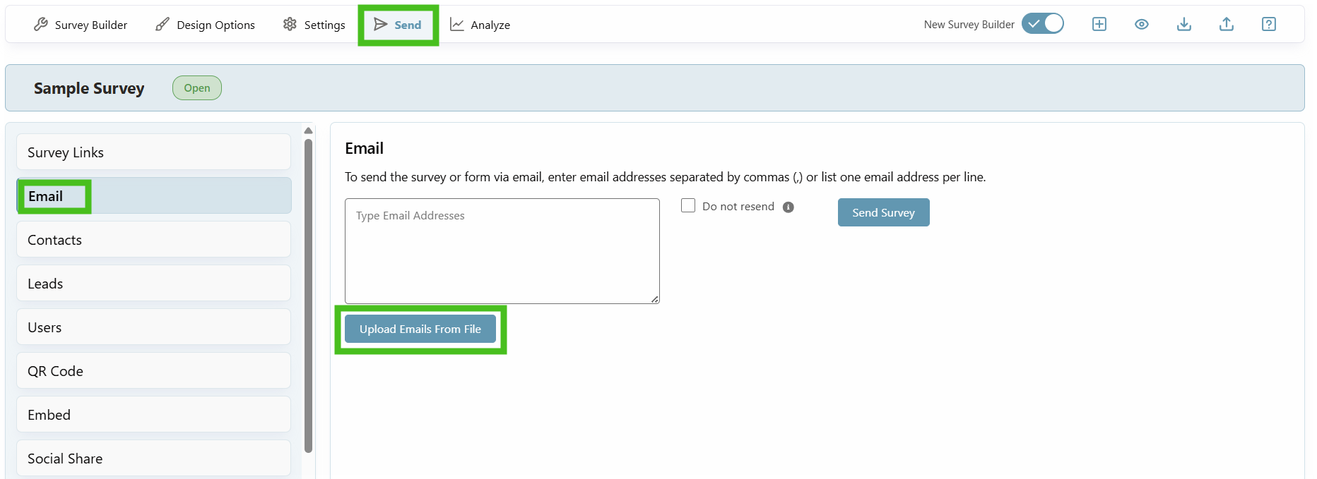 Send Surveys using CSV-Excel file - SurveyVista