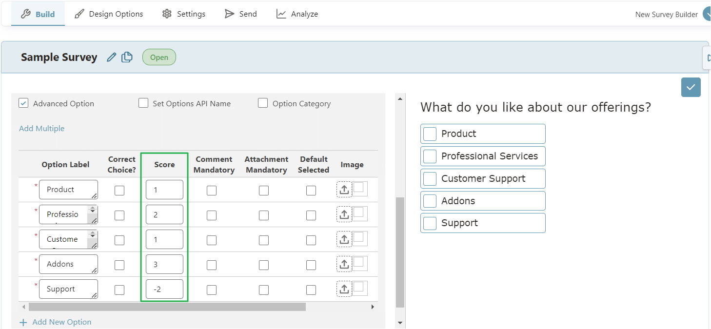 Question and Survey Score Calculation - SurveyVista