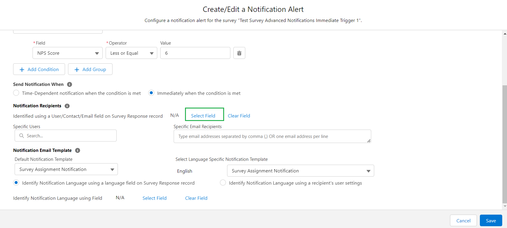 Configure personalized and detailed Alert Notifications - SurveyVista