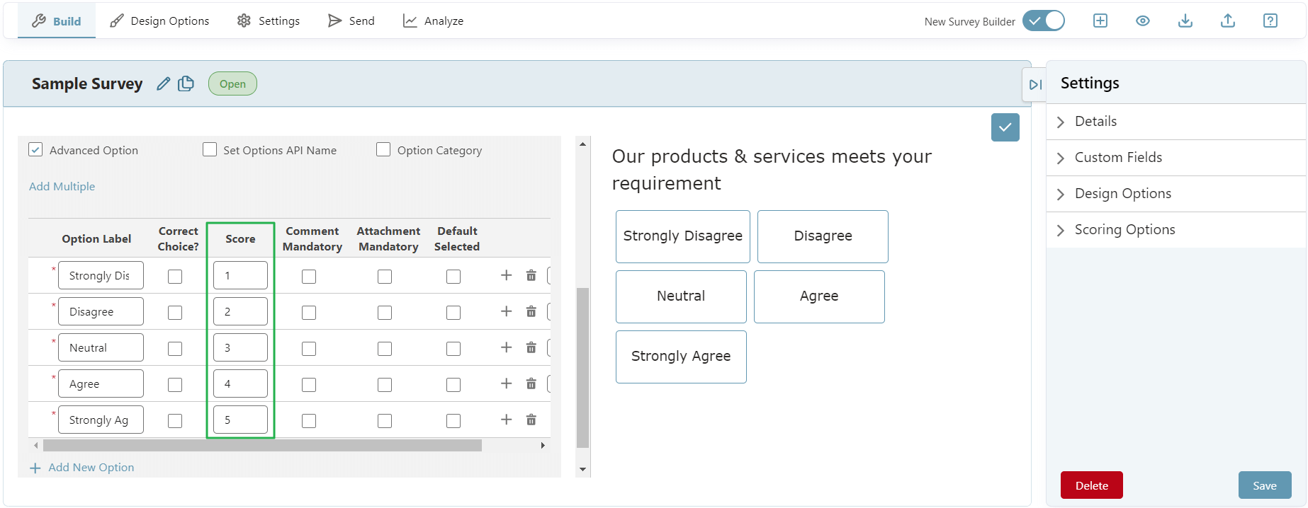 Question and Survey Score Calculation - SurveyVista