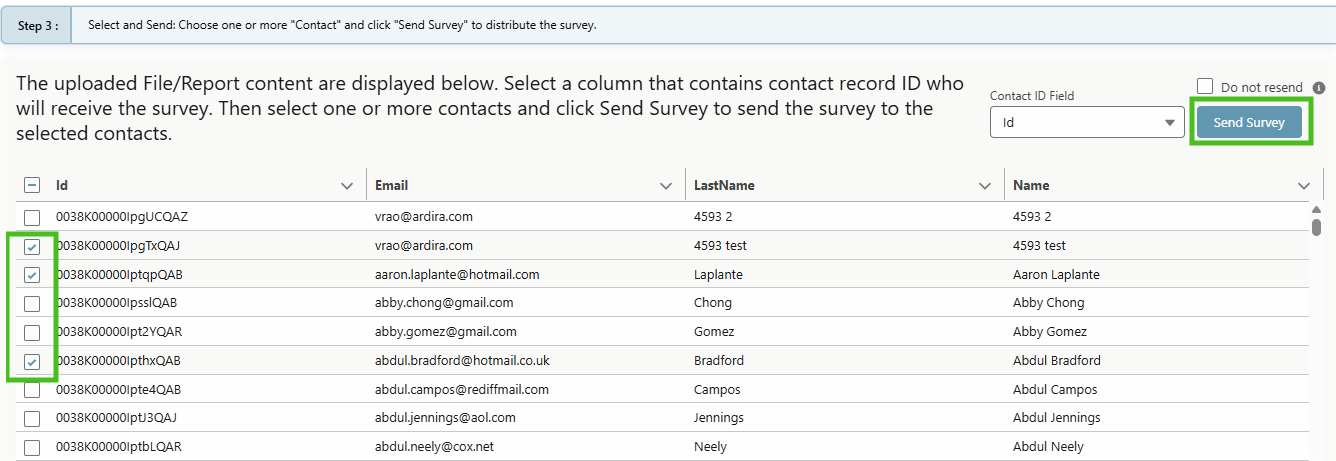 Send Surveys using CSV-Excel file - SurveyVista