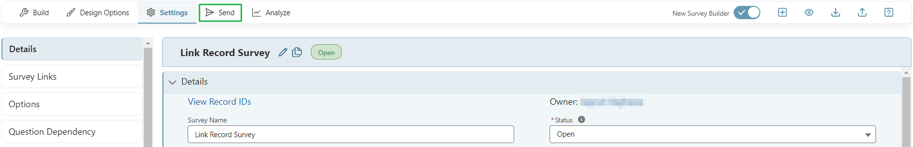 Associating Survey Responses with Targets using Link Records