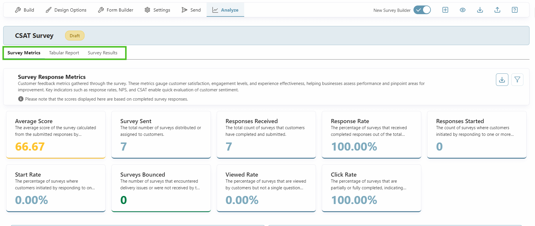 Test Survey in Draft Status - SurveyVista