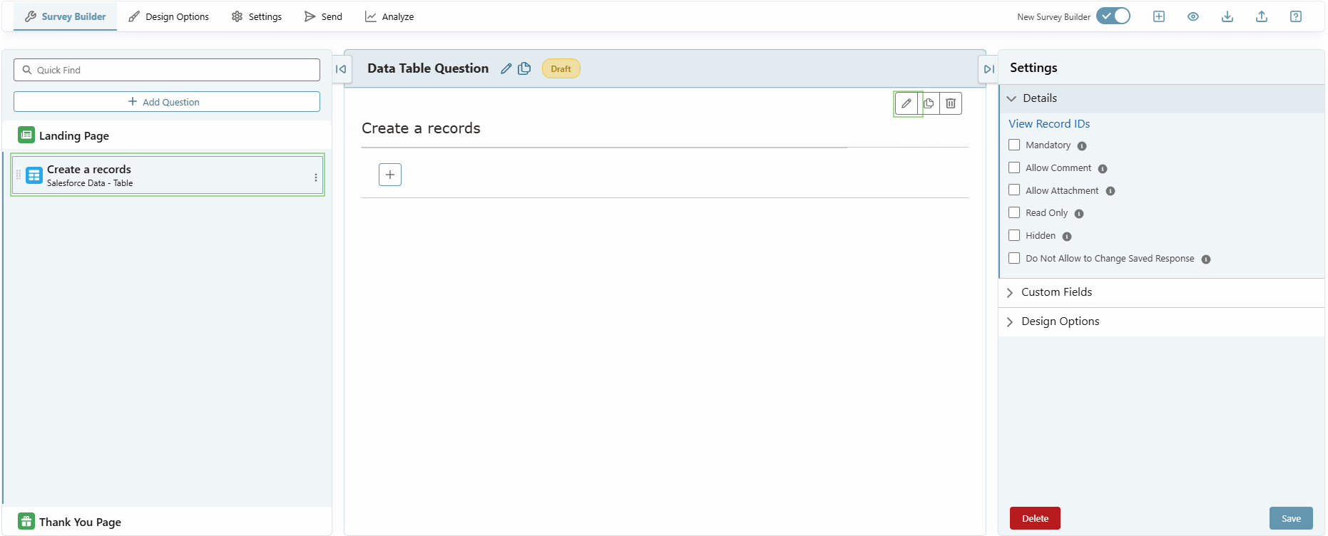 Salesforce Data - Table Question