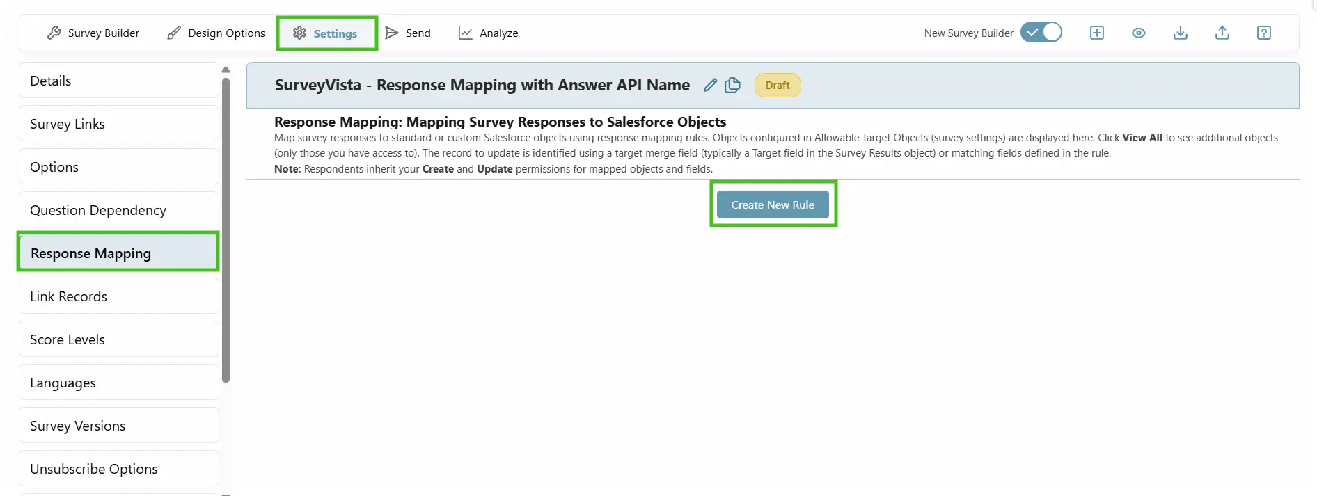 Response Mapping with Answer API Name - SurveyVista