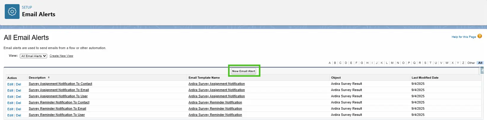 Create an Email Template and Email alert using SurveyVista object fields