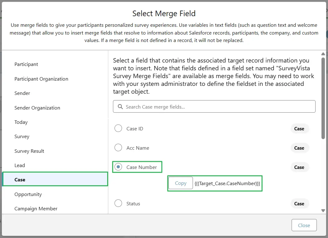 Survey Merge Fields - SurveyVista