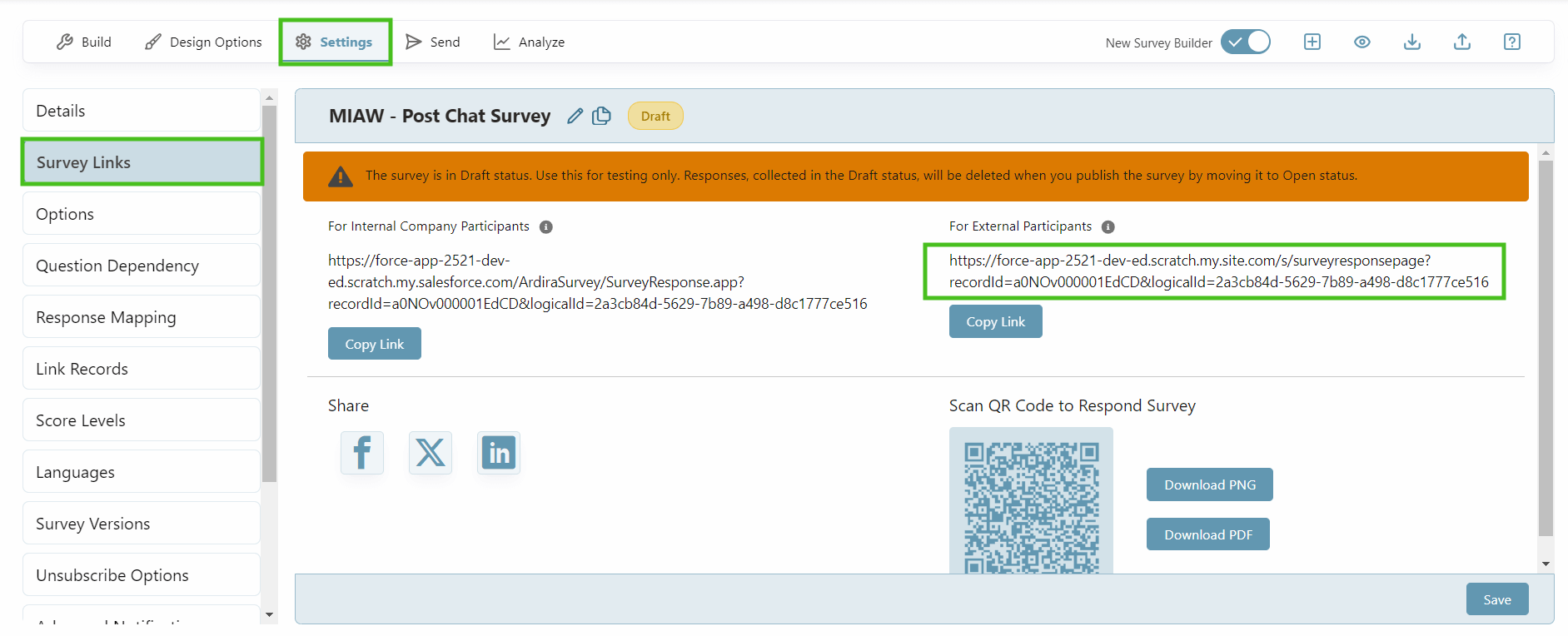 SurveyVista - Integration with Messaging for In-App and Web(MIAW)