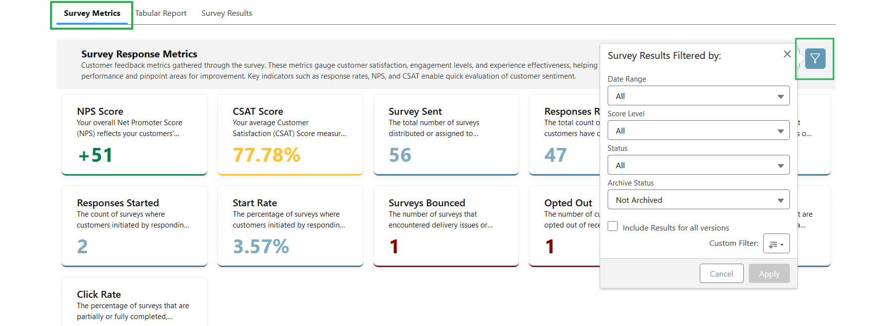 Survey Metrics - SurveyVista