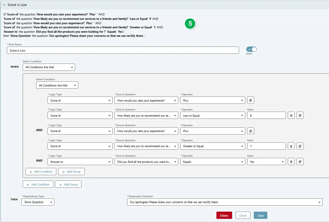 Use case of Show Rule & Branch dependency with multiple questions and multiple answer choices