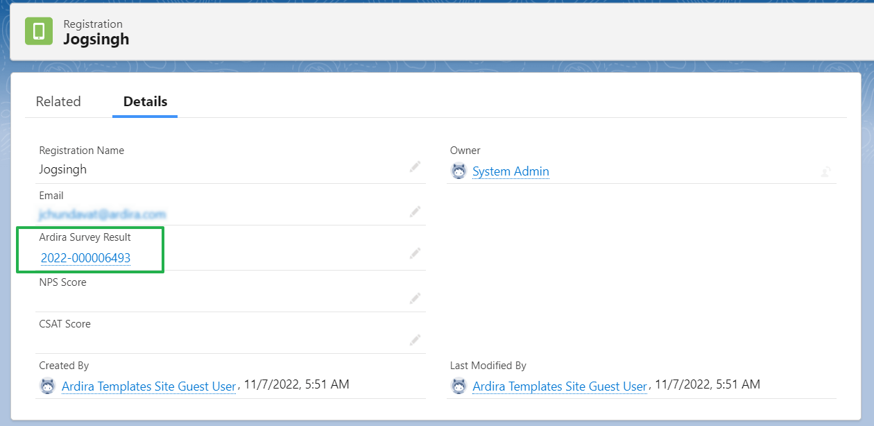 Create Custom Object Record based survey - SurveyVista