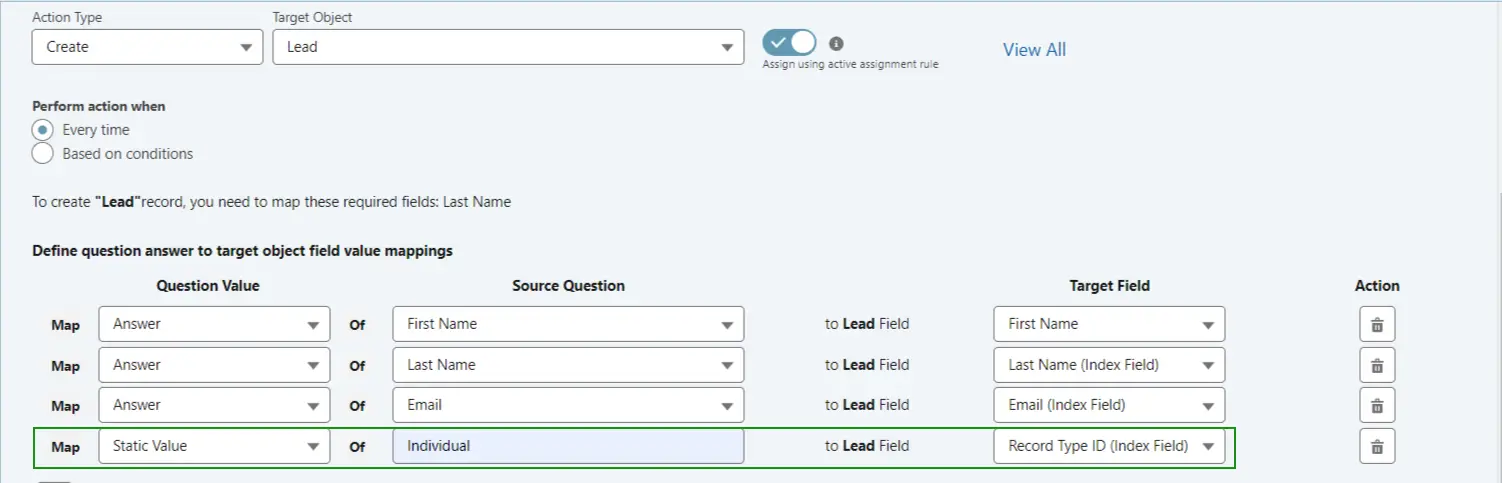 Create Lead Record Based on Record type - SurveyVista
