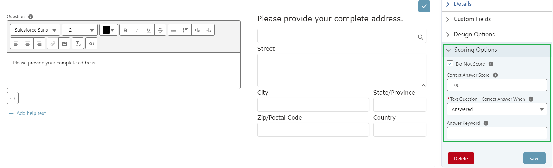 Address Question - SurveyVista