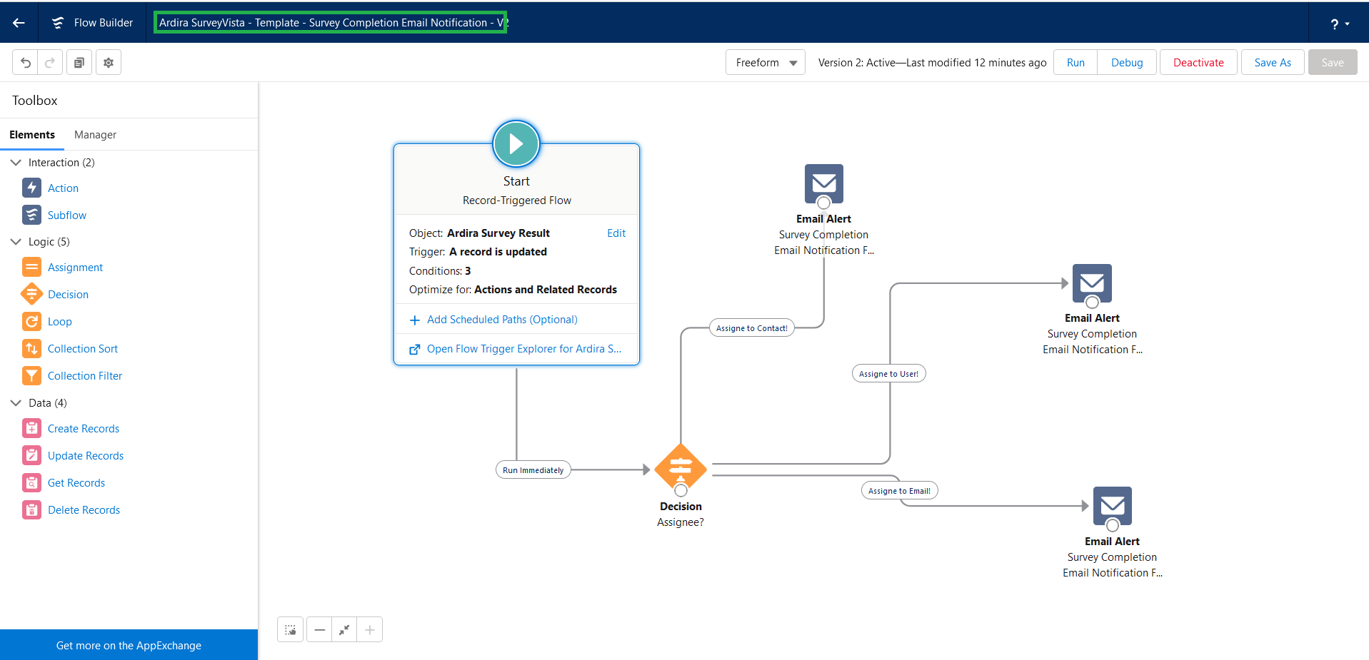 Configure Flow to Send a Survey Result to Assignee