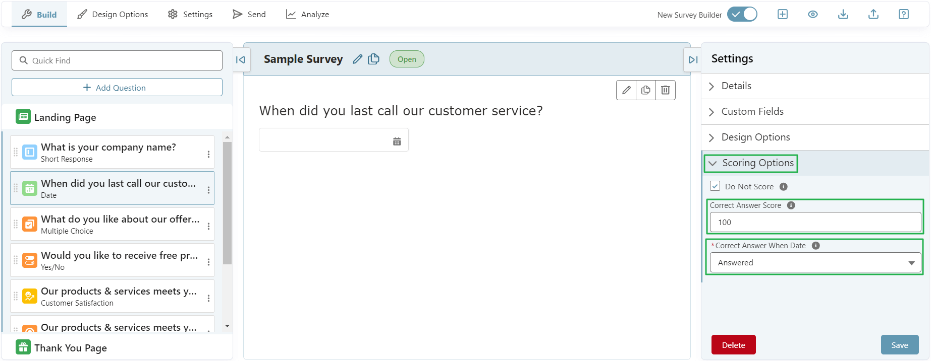 Question and Survey Score Calculation - SurveyVista