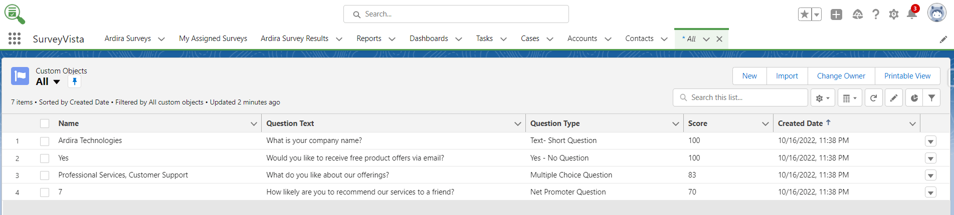 Create Multiple Custom Object Records Surveyvista