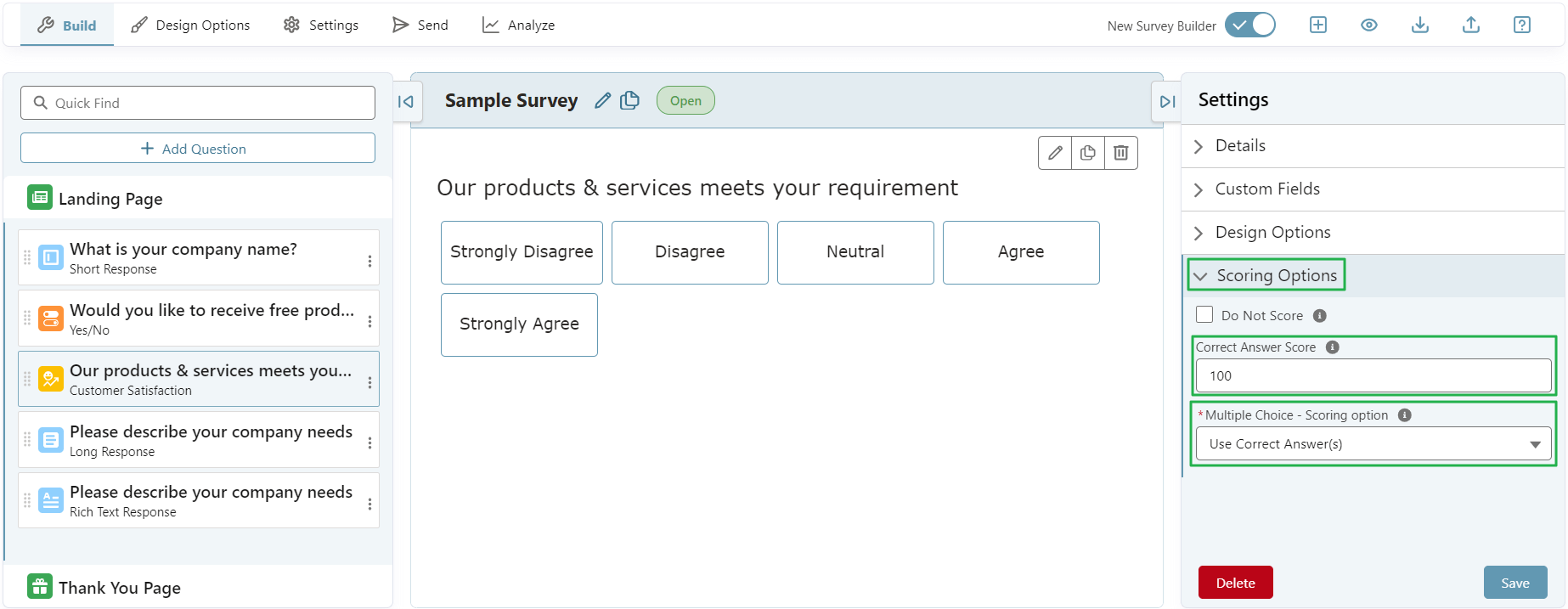 Question and Survey Score Calculation - SurveyVista