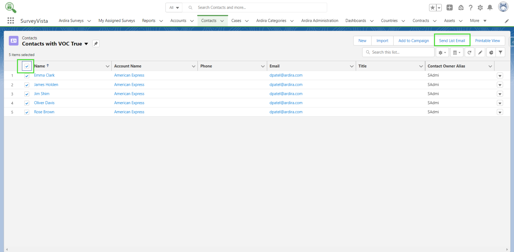 Send Survey Using Salesforce Mass/List Email - SurveyVista