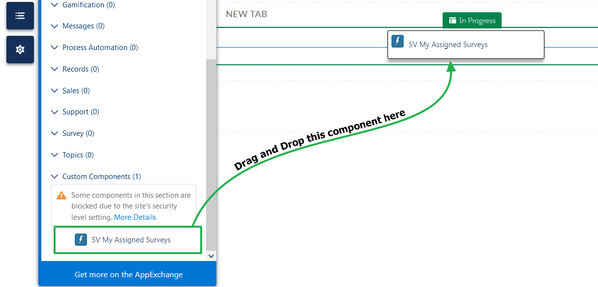 How to configure “My Assigned Surveys” Component