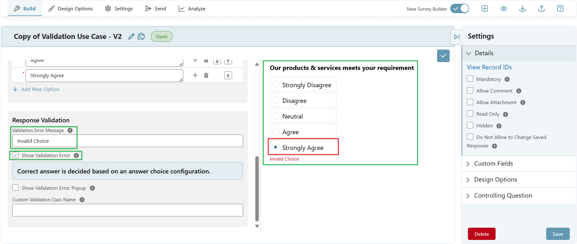 Configure Question Response Validation - SurveyVista