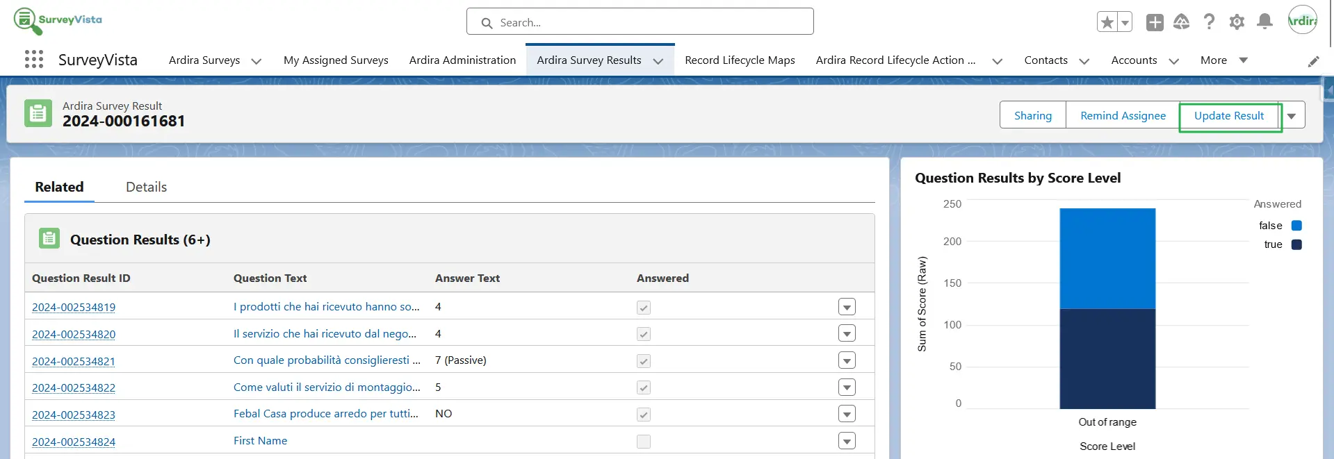 Update Survey Results from the Record/Detail Page - SurveyVista