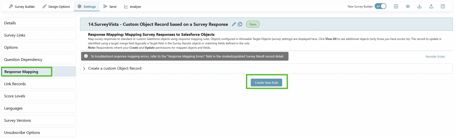 Create Custom Object Record based survey - SurveyVista
