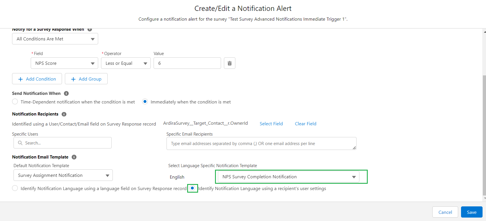Configure personalized and detailed Alert Notifications - SurveyVista
