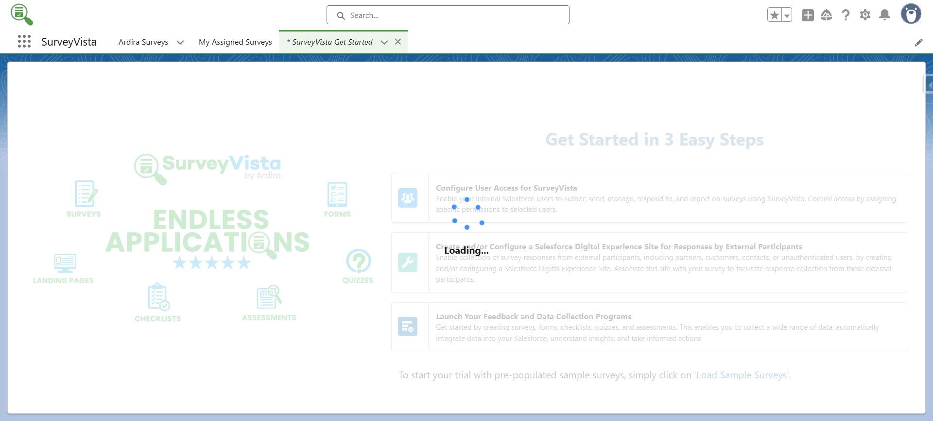 Load Sample Surveys - SurveyVista