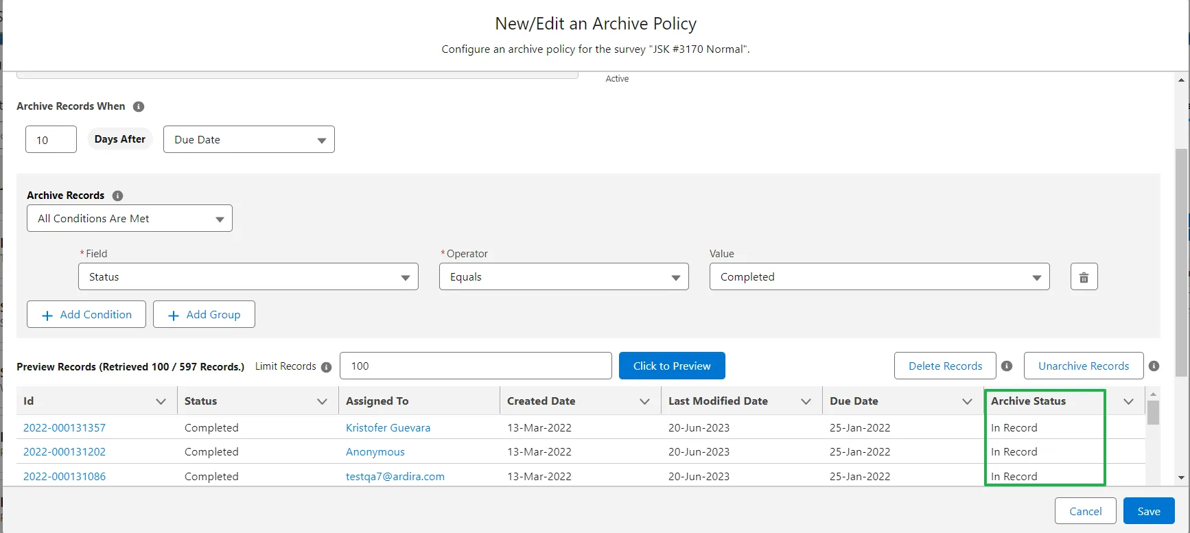 Archiving Survey Responses to Save Storage Space - SurveyVista