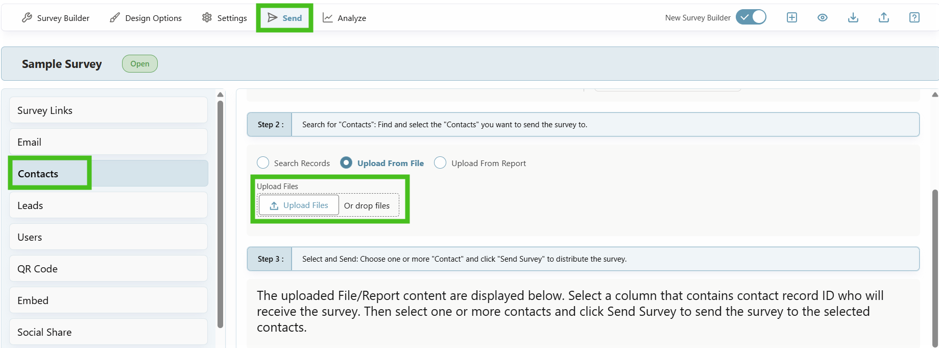 Send Surveys using CSV-Excel file - SurveyVista