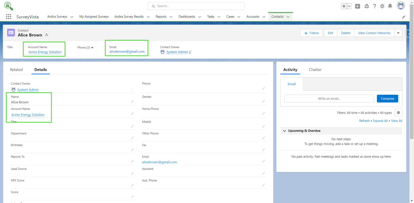 Parent-Child Object Mapping - SurveyVista