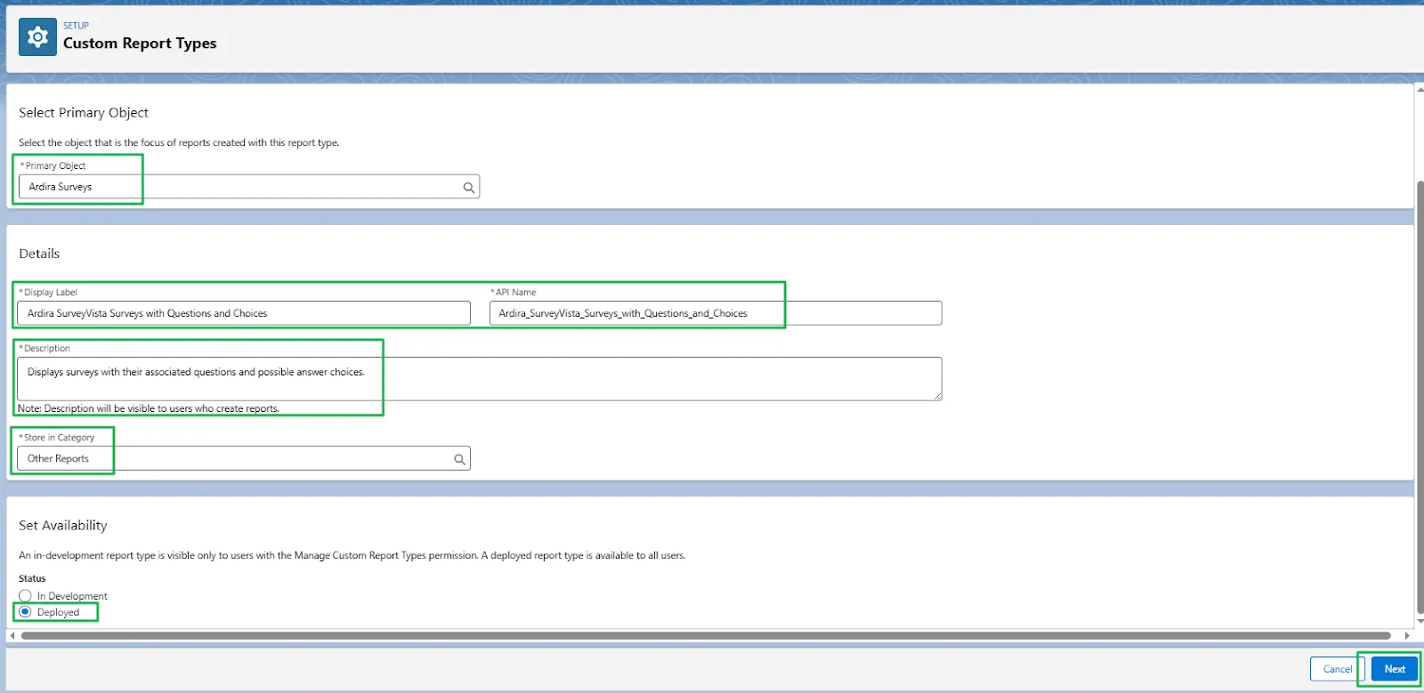 Building a Custom Report Type - SurveyVista