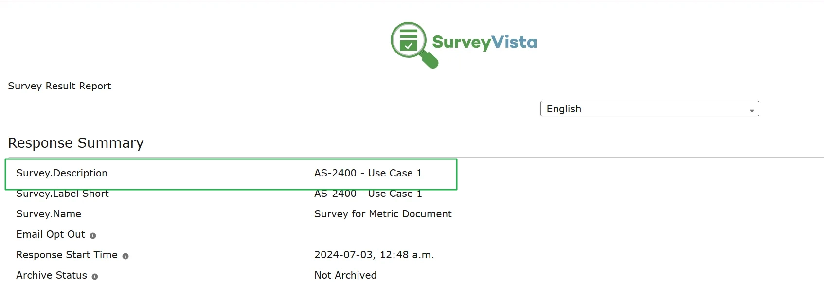 Configure ‘View Response’ and ‘Survey Result Report’