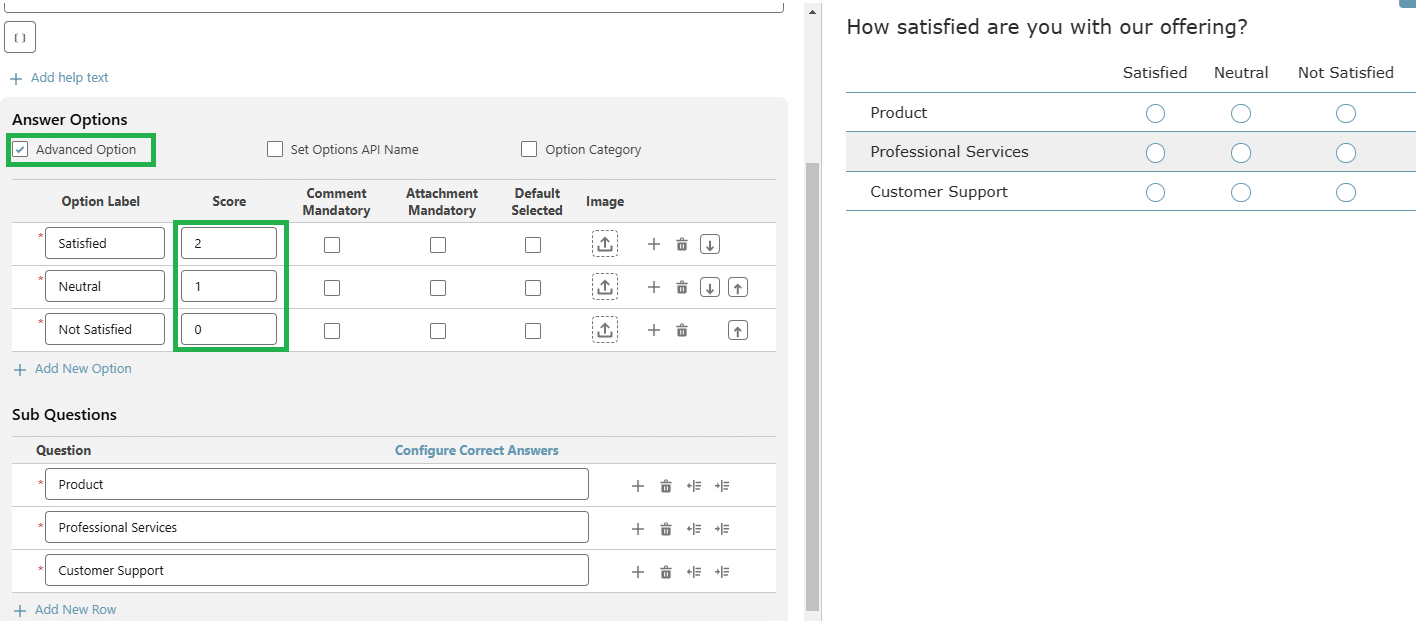 Question and Survey Score Calculation - SurveyVista