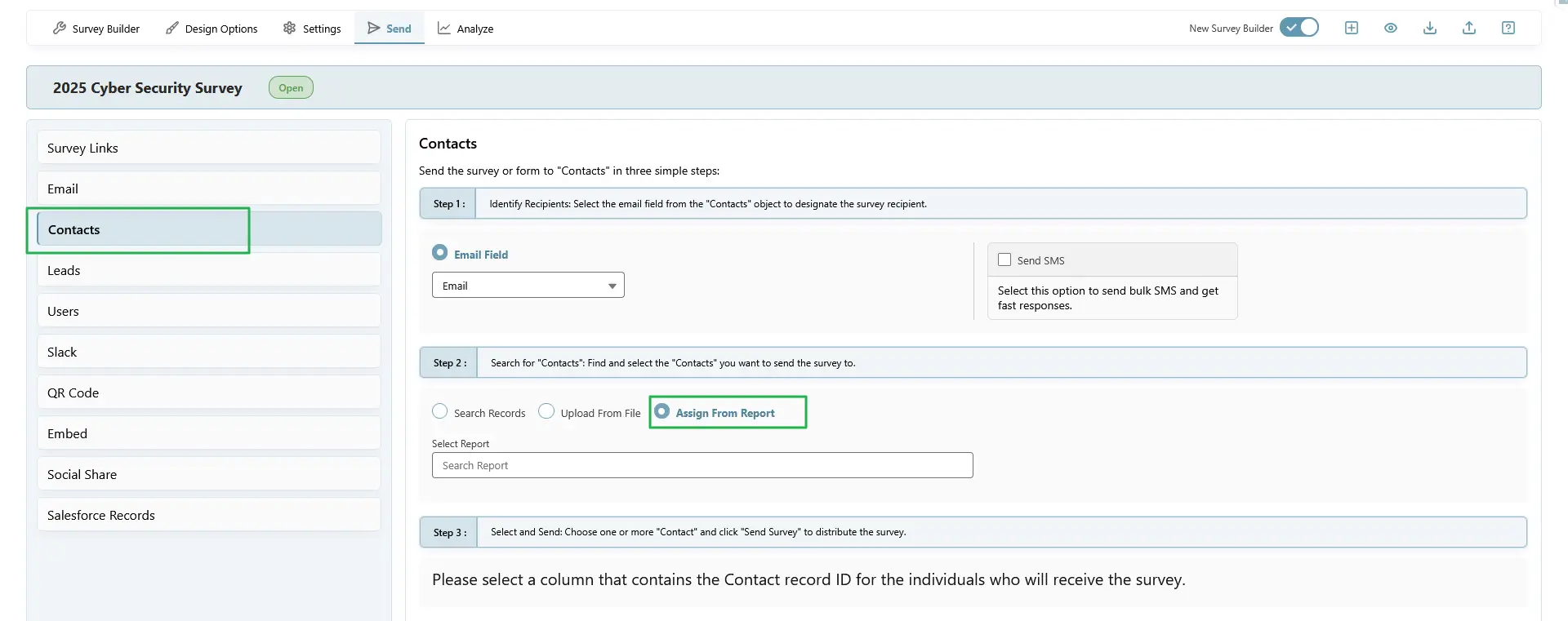 Send Survey using Salesforce Report - SurveyVista