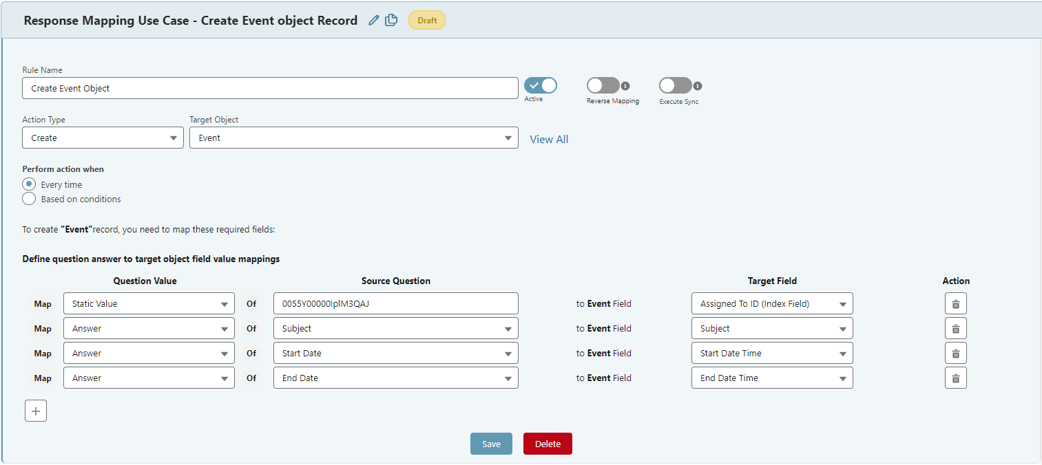 Updating or Creating Event Record - SurveyVista